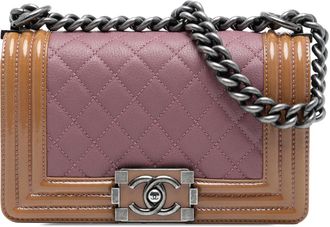 Chanel Hobo Bags - Small Quilted Goatskin and Patent Duo Boy Flap - Gr. unisize - in Gold - f&uuml;r Damen