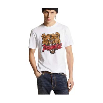 Dsquared2 Homme, Tops, Blanc, Taille: S T-Shirt Logo Ours Bears