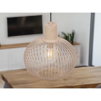 Trio Leuchten Pendelleuchte GILA mit Gitter Lampenschirm Beige Ø 33cm