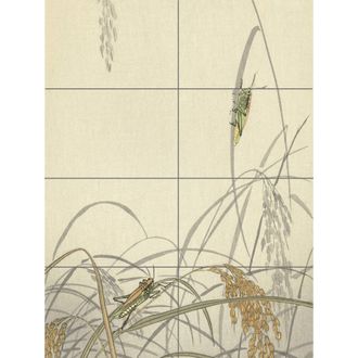 Artery8 Ohara Koson Grasshoppers On Rice Plants Painting XL Giant Panel Poster (8 Sections) Pflanze Gemälde