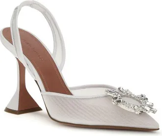 Amina Muaddi Womens Begum Pump White Polyester