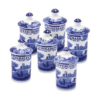 Spode Blue Italian Spice Jar, Set von 6