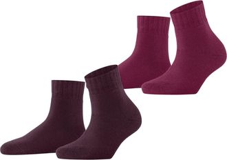 Esprit Damen Plush W SSO Baumwolle einfarbig Socken, Rot Shadow Red Pink Berry 0030, 35-38 (2er Pack)
