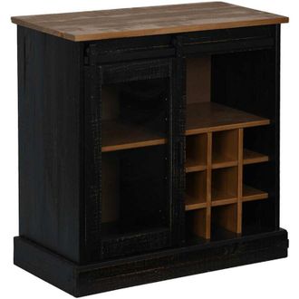 vidaXL Sideboard halden mit Schiebet&uuml;r Schwarz 80x40x80 cm Massivholz - Vidaxl