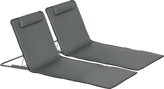 OUTSUNNY 2er Set Sonnenliege klappbar Strandliegen Strandstuhl mit Verstellbarer R&uuml;ckenlehne Kopfkissen Tragetasche leicht tragbar Strandmatte, Outdoor Sonnenm