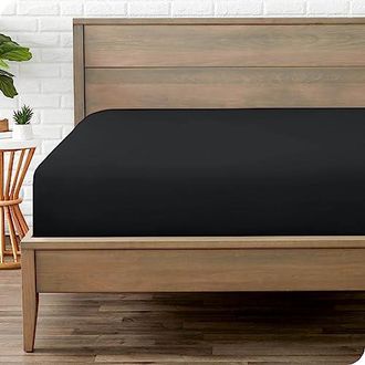 Bare Home Drap-Housse 90 x 200 cm - pour Matelas &eacute;pais Jusqu&agrave; 30 cm - Microfibre de Polyester Doublement Bross&eacute;e (90 x 200, Noir)