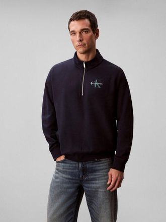 Calvin Klein Jeans Sweatshirt LS EU 350TERRY MICRO MONOLOGO QT Regular fit, Stehkragen und Rei&szlig;verschluss