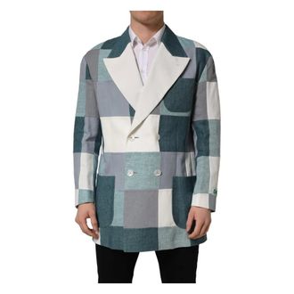 Dolce & Gabbana Homme, Vestes, Multicolore, Taille: XS Veste en lin patchwork