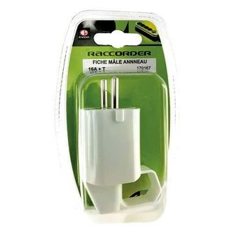 Evoe Fiche mâle Anneau 10/16A+ T Blanc