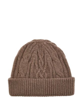 John Smedley bonnet en maille torsad&eacute;e - Marron