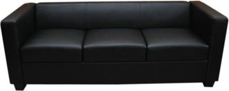 Hhg 3er Sofa Lille Leder, schwarz