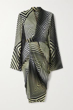 Rick Owens Midi-wickelkleid Aus Bedrucktem Satin - Schwarz