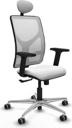 Piqueras y Crespo Wei&szlig;er Schreibtischstuhl mit Rollen, 2D-Armlehnen, h&ouml;henverstellbare Lendenwirbelst&uuml;tze und festes Kopfteil, ausgestattet mit 3 Positionen, Wei&szlig; / Wei