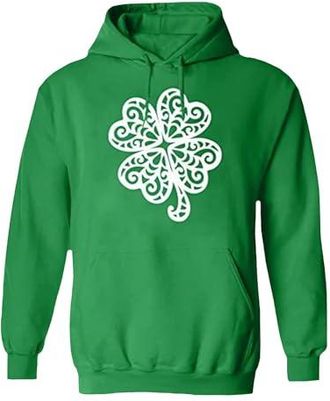 Generic Sweat &agrave; capuche Saint-Patrick pour homme tendance hiver automne manches longues demi-fermeture &eacute;clair pull avec plusieurs poches imprim&eacute; tr&egrave;fle vert t