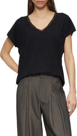 QS by s.Oliver Modalmix-Shirt mit Spitzenblende