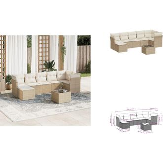 vidaXL 8-tlg. Garten-Sofagarnitur mit Kissen Beige Poly Rattan - Gartenm&ouml;bel Set - PE-Rattan M&ouml;bel - Outdoor Sofa - Lounge Set - Esstisch Set