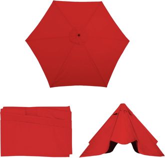 Mendler Ersatz-Bezug für Sonnenschirm Florida, Sonnenschirmbezug Ersatzbezug, Ø 3m Polyester 6 Streben - rot