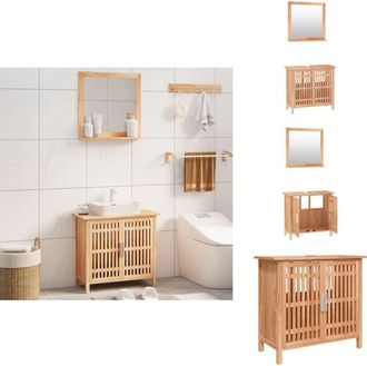 vidaXL 2-tlg. Badm&ouml;bel-Set Massivholz Nussbaum - Badm&ouml;bel - Badm&ouml;bel-Set - Nussbaumholzm&ouml;bel - Waschtischunterschrank - Spiegel