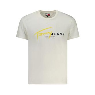 Tommy Hilfiger Wei&szlig;es Baumwoll Herren T-Shirt Klassisches Logo - - Tops - Herren - Wei&szlig; - S
