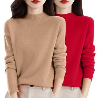 Generic Pull pour femme - Pull ample doux et confortable - &Eacute;lastique &agrave; manches longues - Couleur unie - Col roul&eacute; - Pour lautomne et lhiver 2025, kaki, XXL