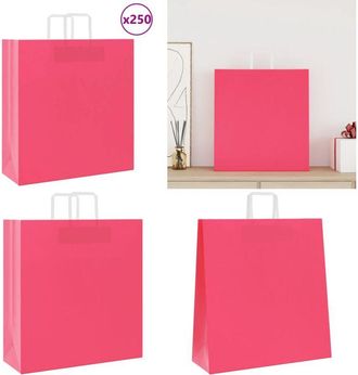 vidaXL Vidaxl - Papiertragetaschen 250 Stk. mit Henkeln Rosa 45x17x48 cm