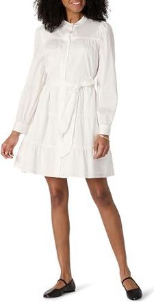Amazon Essentials Robe Chemise à Volants en Satin de Coton, Coupe Classique Femme, Blanc, XXS