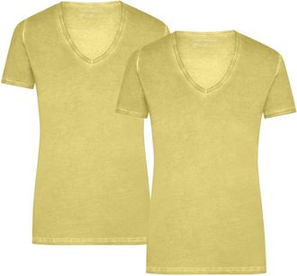 James & Nicholson T-Shirt Doppelpack T-Shirt mit V-Ausschnitt JN975 (Doppelpack, 2er-Pack) mit aufwändiger Spray Print Technik