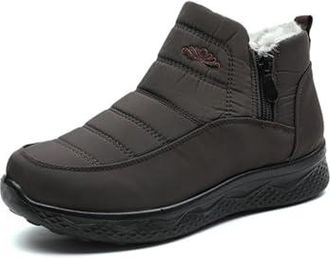 Generic Dritnow Bottes de neige isolées pour femme - Bottines dhiver chaudes doublées de fourrure - Chaussures épaisses - Fermeture éclair plate - Imperméable