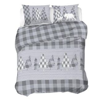 Pensieri delicati Bettwäsche-Set für Doppelbett, 100% Baumwolle, Flanell, 250 x 200 cm, Tasche und Kissenbezug 52 x 82 cm, hergestellt in Italien, maschinenwaschbar bei