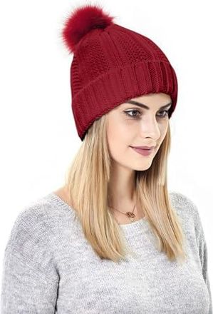 Generic Bonnet Femme Hiver Bonnet Femme Chapeau Femme Hiver Confortable Classique - Tricot &Eacute;pais Douillet Hiver, Style Ample Et Chaud, Parfait pour Journ&eacute;es F