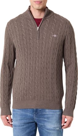 GANT Herren Cotton Cable Half Zip Pullover, SEAWOOD Melange, M