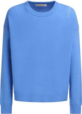 Marni pull à logo brodé - Bleu