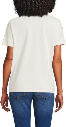 Lands End Supima T-Shirt mit Rundhalsausschnitt, Damen, Größe:36-38 regular, Weiß, Baumwolle, by Lands End
