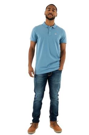 Tommy Jeans Polo Manches Courtes Homme Placket Slim Fit, Bleu (Colorado Blue), XS