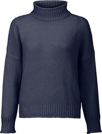 Generic Pull pour femme en coton pour femme - Pull dautomne pour femme - Pull dhiver pour fille - Haut à manches longues - Pull ample à col roulé, bleu marine