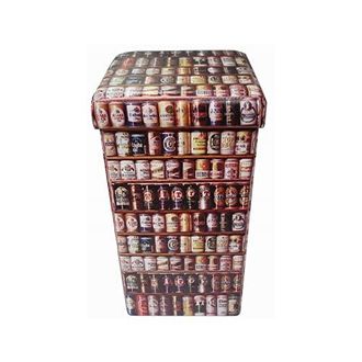 Biscottini International Sitzsack für Kinder und Erwachsene, 33 x 60 x 33 cm, wiederverschließbare Aufbewahrungsboxen mit Deckel | Sitzsack quadratisch mit Dekor