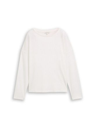 Tom Tailor Langarmshirt T-Shirt Loose Fit Langarmshirt mit Rippstruktur
