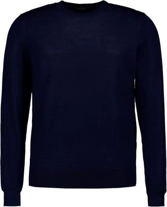 Hackett Herren Pullover blau Merinowolle unifarben