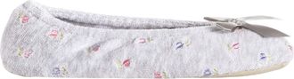 Isotoner Damen Bestickte Frottee Ballerina Hausschuh, Weiche Schleife, 41 EU