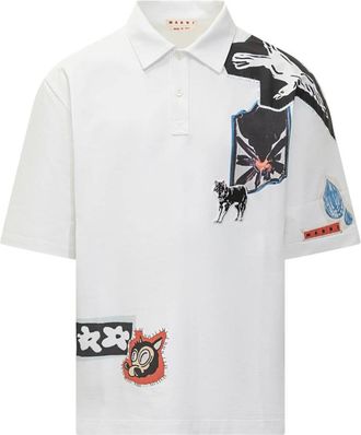Marni Homme, Tops, Blanc, Taille: M Polo en jersey