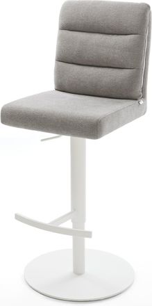 DELIFE Barstuhl Pela-Flex Strukturstoff Soft Grau Drehfu&szlig; h&ouml;henverstellbar Metall Wei&szlig;, Barst&uuml;hle