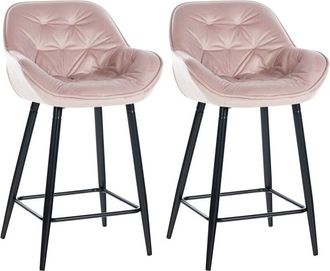 Clp Ensemble de 2 tabourets de bar Gibson Rosa, velours