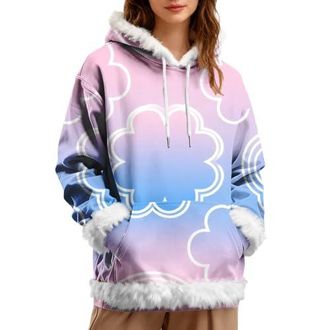 Generic Sweat &agrave; capuche &agrave; manches longues pour femme | Motif coeur Festival Wear Sweat &agrave; capuche pour femme Coupe r&eacute;guli&egrave;re, 1 pi&egrave;ce., 3XL