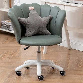 Generic Samt-Schreibtischstuhl Mit Muschelr&uuml;cken - Verstellbarer Drehstuhl for Das Heimb&uuml;ro Oder Den Schminktisch(/Dark Green B)