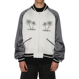 Palm Angels Mens Gray Acetate Bomber Clothing