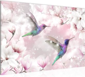 Runa Art Bild Blumen Magnolien Modern Wandbilder Wohnzimmer 1 Teilig - Made In Germany - Kolibri Rosa Flur 015615a