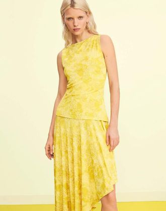 Desigual Robe asym&eacute;trique imprim&eacute;e - Jaune