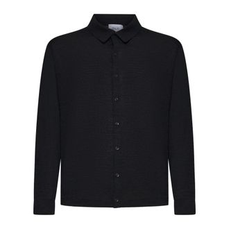 D4.0 Strickhemd aus Schurwolle - - Knitwear - Herren - Schwarzk - XL