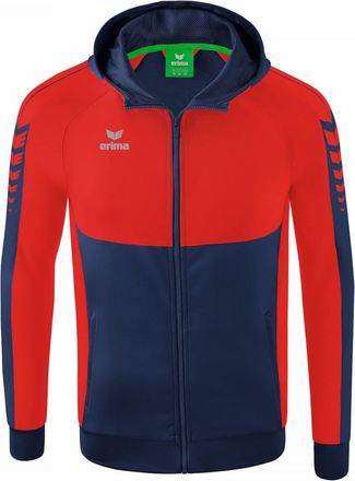 Erima Unisex Kinder Six Wings Trainingsjacke mit Kapuze (1032209), New Navy/rot, 152