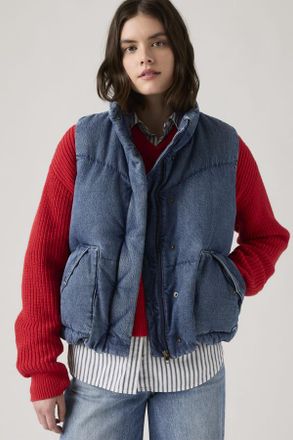 Levi's Veste Sans Manche Western Bubble - Femme - Bleu / City Worn Ow - XS
